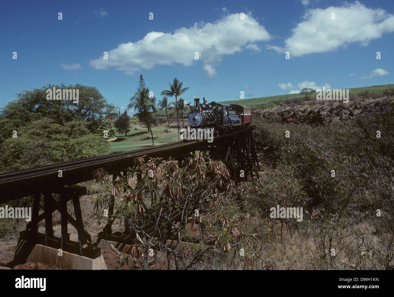 Steam locomotive and tourist train, Maui, Hawaii, USA Stock Photo - Alamy