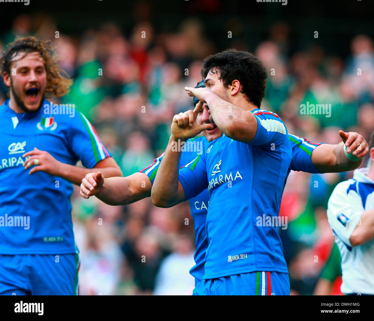 Dublin, Ireland. 08th Mar, 2014. Leonardo Sarto (Italy) celebrates ...