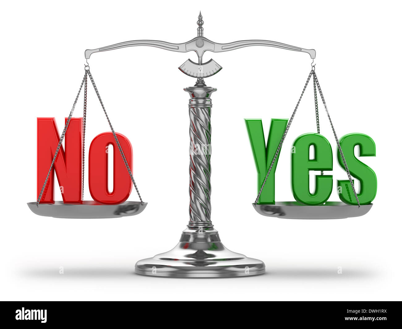 Choosing yes or no. Scales on white isolated background. 3d Stock Photo ...