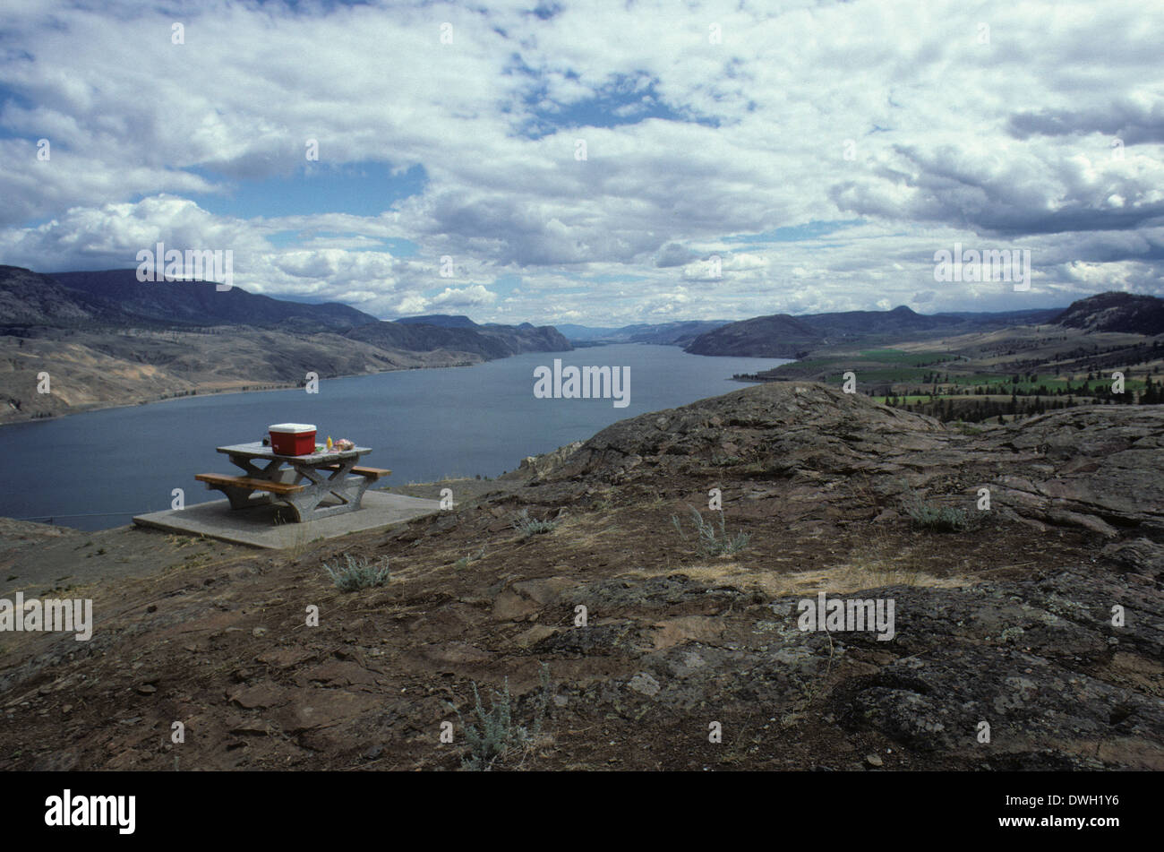 Picnic table, Kamloops Lake, BC, Canada Stock Photo - Alamy