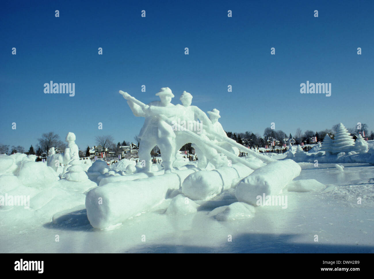 Lumberjacks ice sculpture, Winterlude festival, Ottawa, Ontario, Canada ...