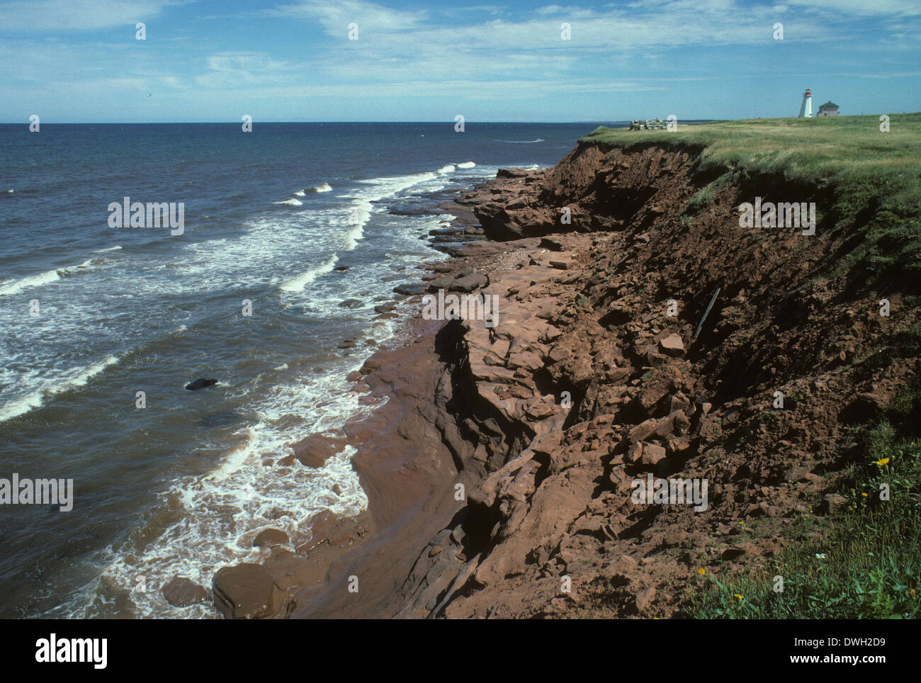 Coastal erosion and lighthouse, PEI, Canada Stock Photo - Alamy