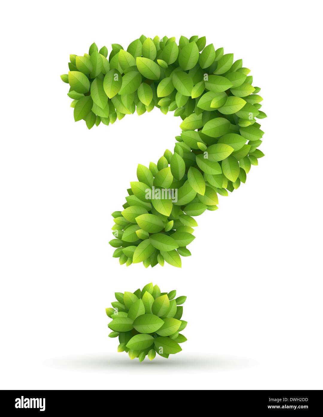 Question mark, vector alphabet of green leaves Stock Photo - Alamy