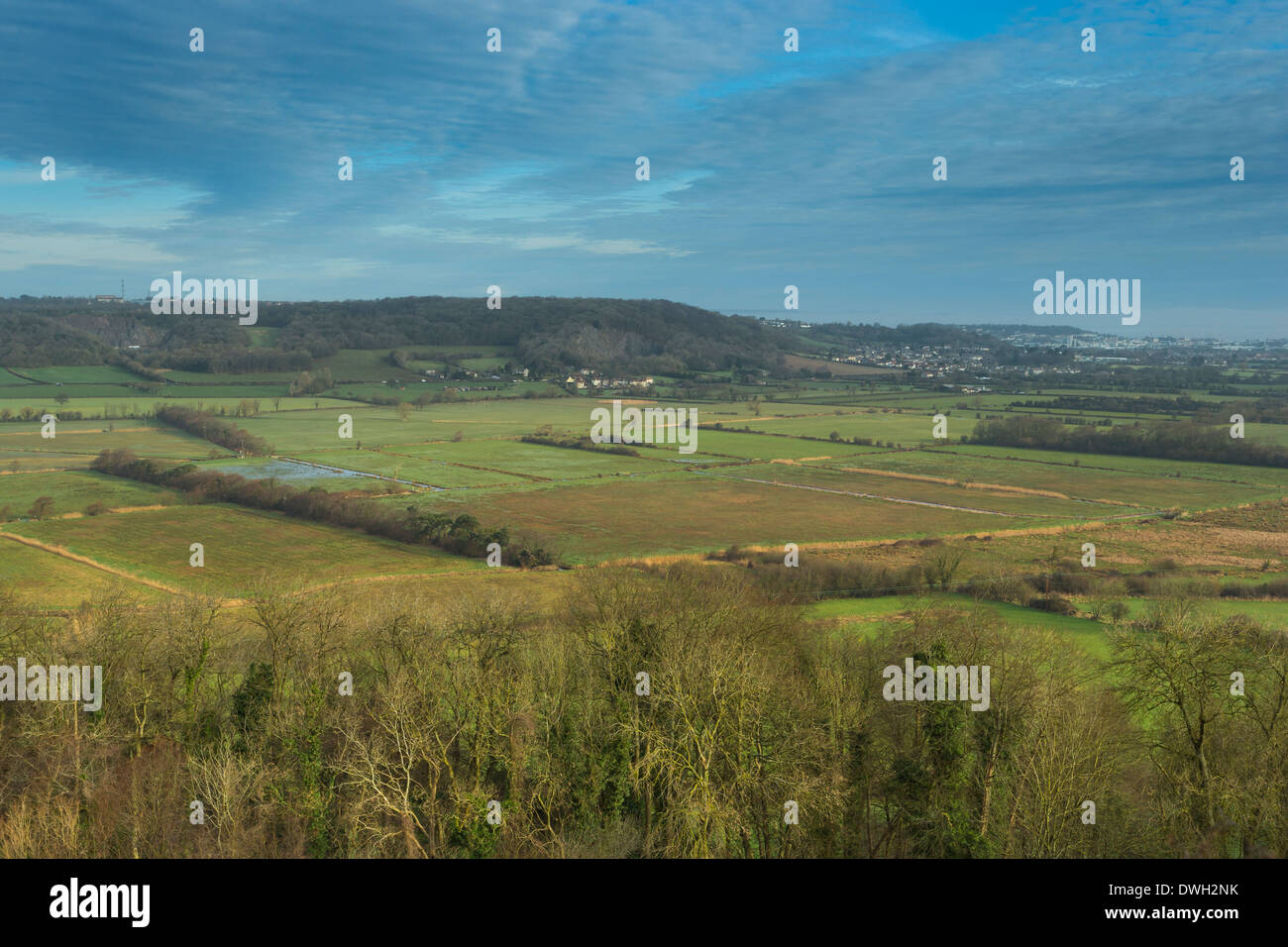 Landscape view of Clapton Moor nature reserve, Gordano Valley, Bristol ...
