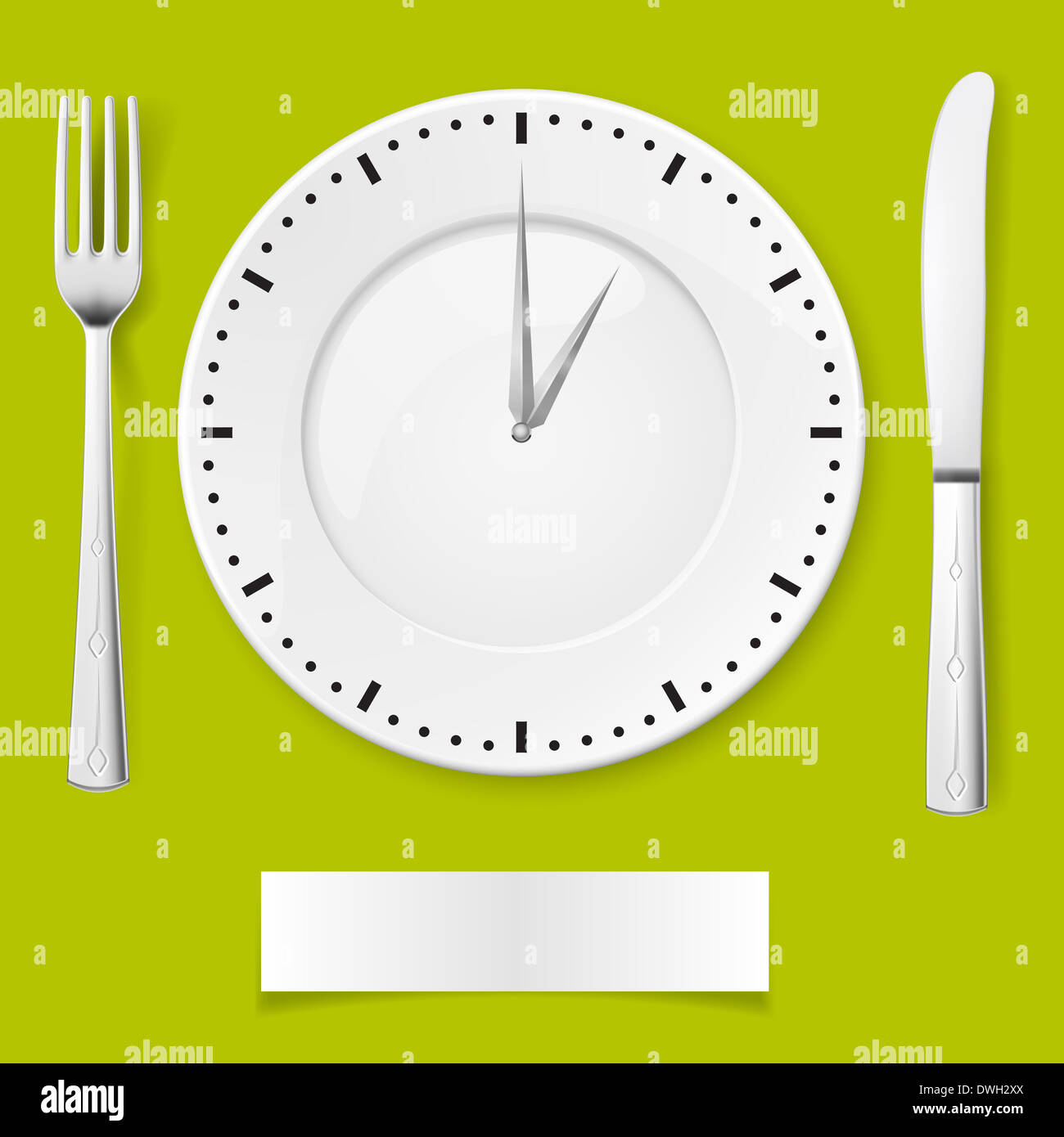 Fork, spoon and clock-plate. Illustration for You creative ideas Stock ...