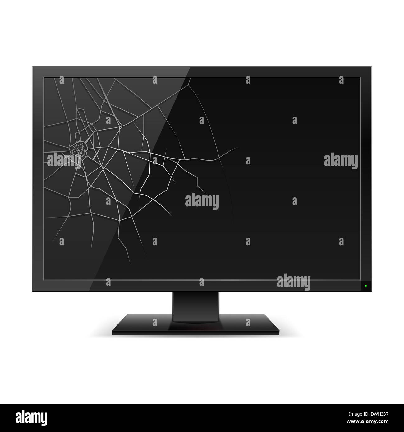 Broken Black Monitor. Illustration for design on white background Stock ...