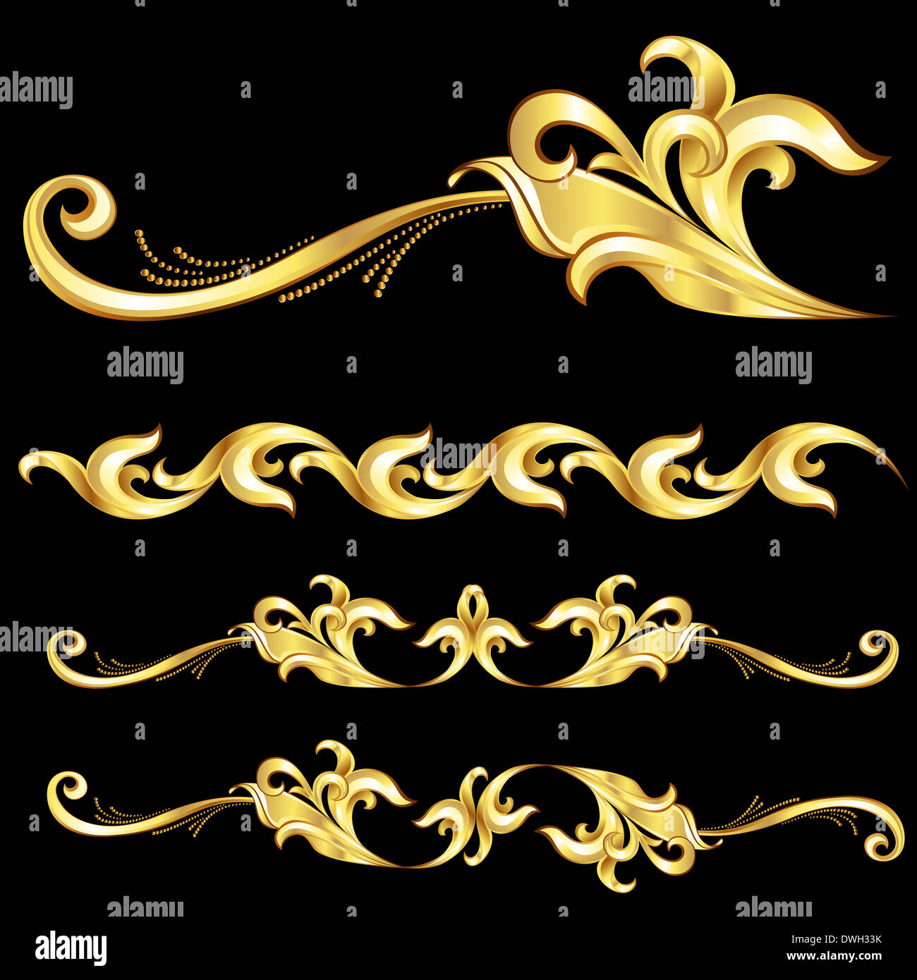 Abstract Gold Frame. Illustration on black background Stock Photo - Alamy
