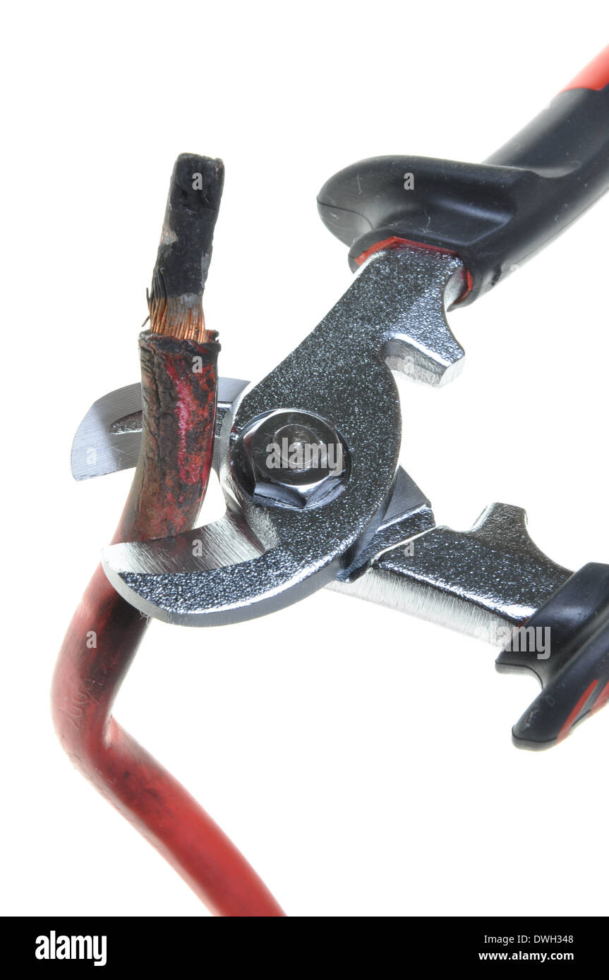 Electrician cutting red wire hi-res stock photography and images - Alamy