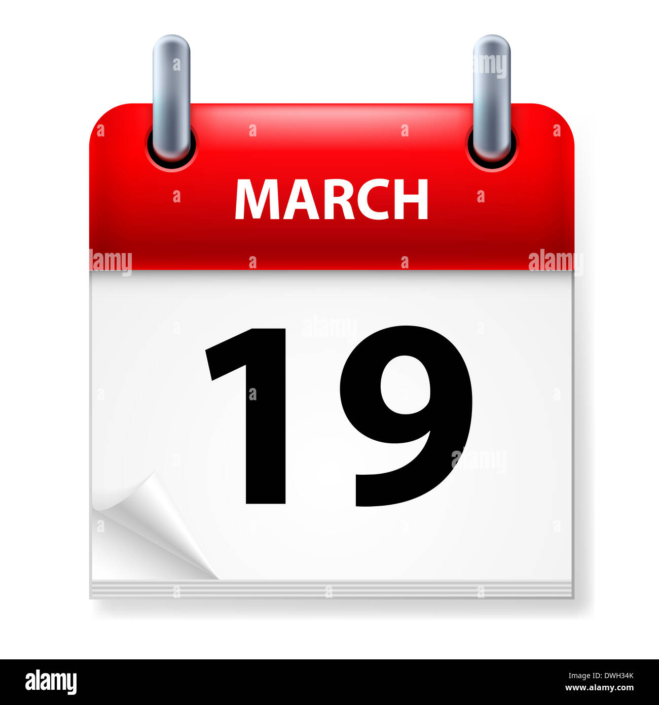 Nineteenth March in Calendar icon on white background Stock Photo - Alamy