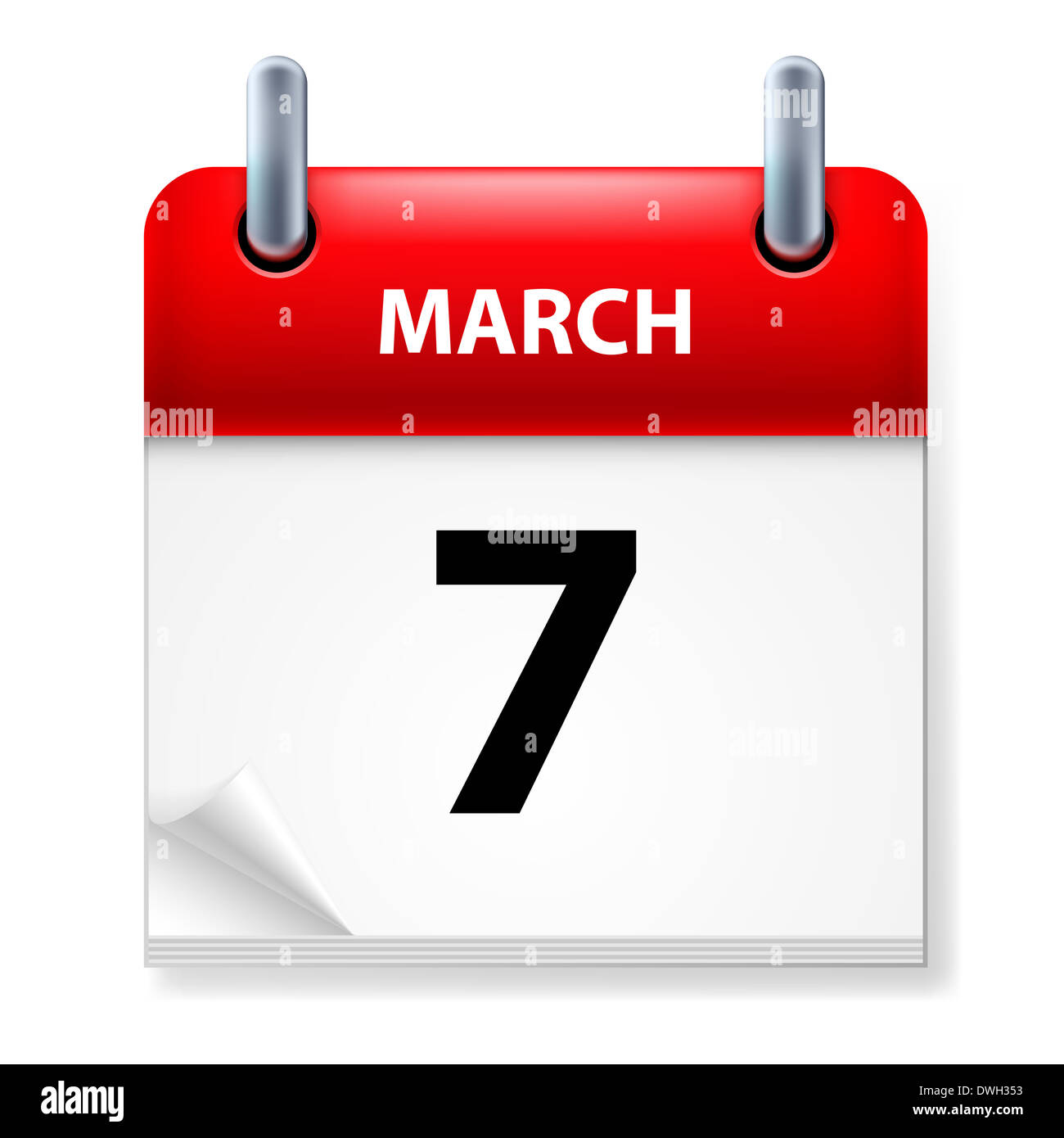 Seventh March in Calendar icon on white background Stock Photo - Alamy