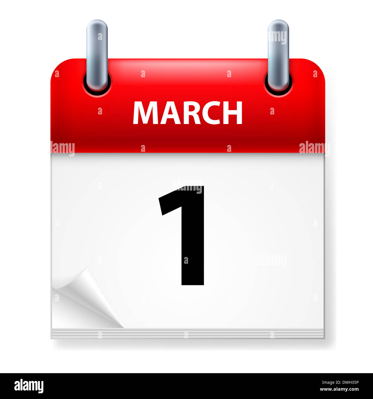 First March in Calendar icon on white background Stock Photo - Alamy