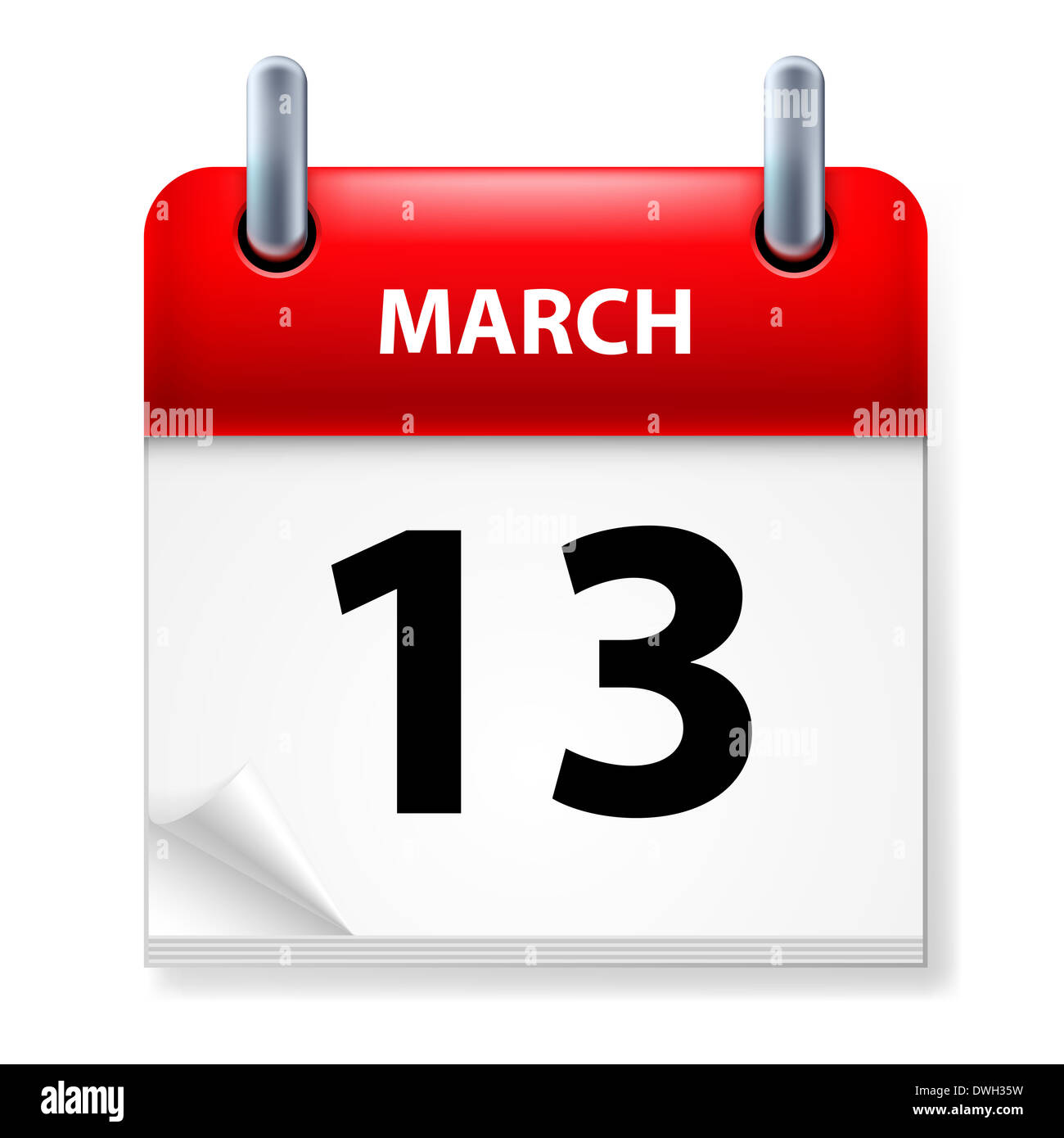 Thirteenth March in Calendar icon on white background Stock Photo - Alamy
