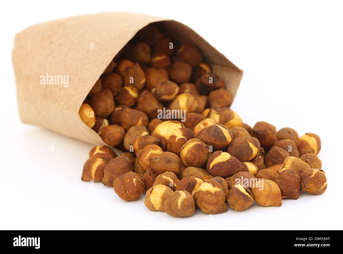 Fried chickpeas in a packet over white background Stock Photo - Alamy