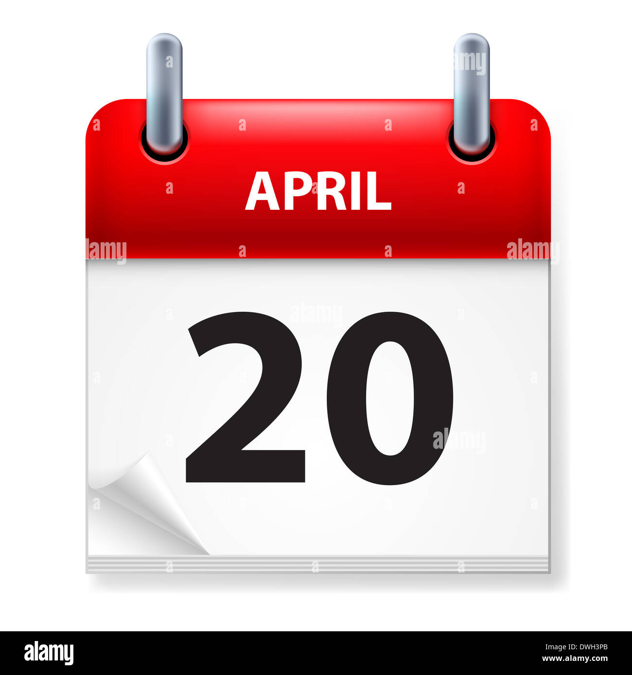 Twentieth in April Calendar icon on white background Stock Photo - Alamy