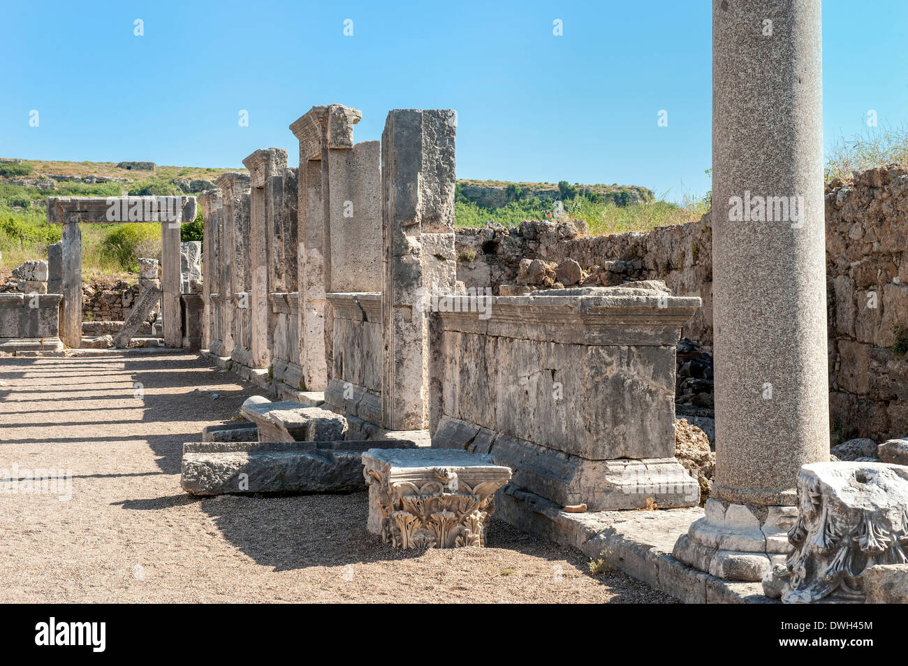 Columns at the excavation site of perge hi-res stock photography and ...