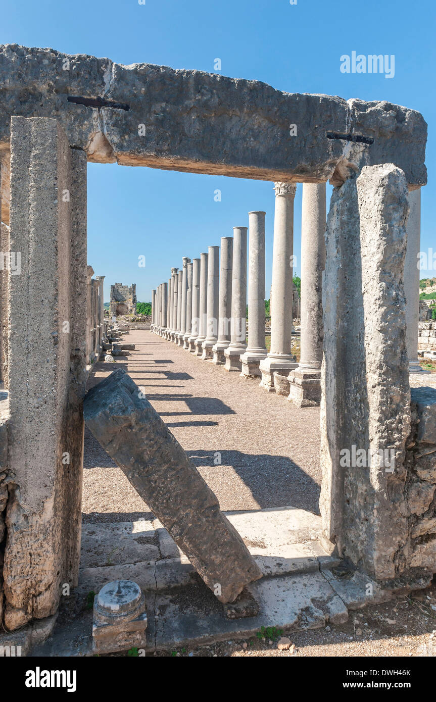 Columns at the excavation site of perge hi-res stock photography and ...