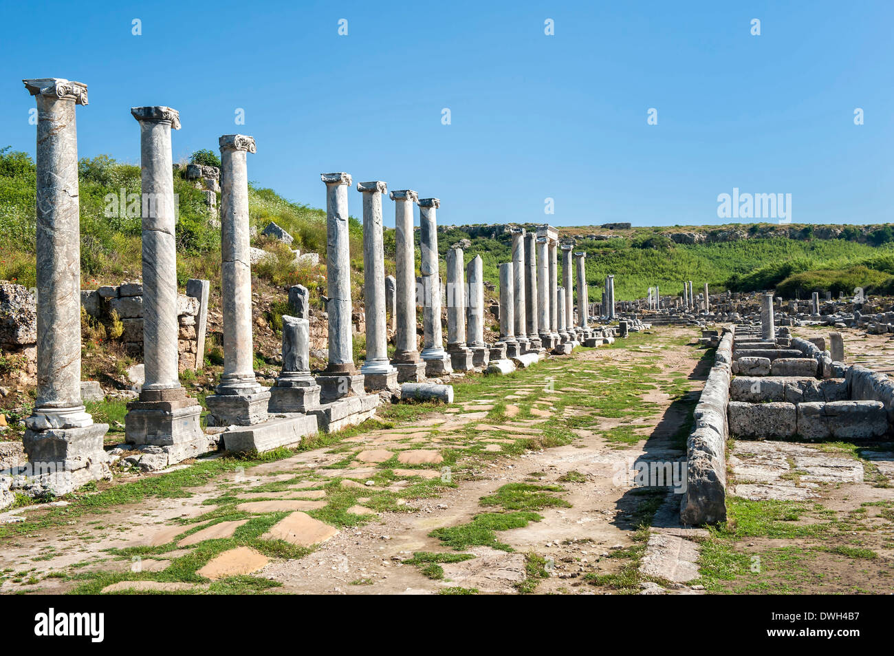 Columns at the excavation site of perge hi-res stock photography and ...