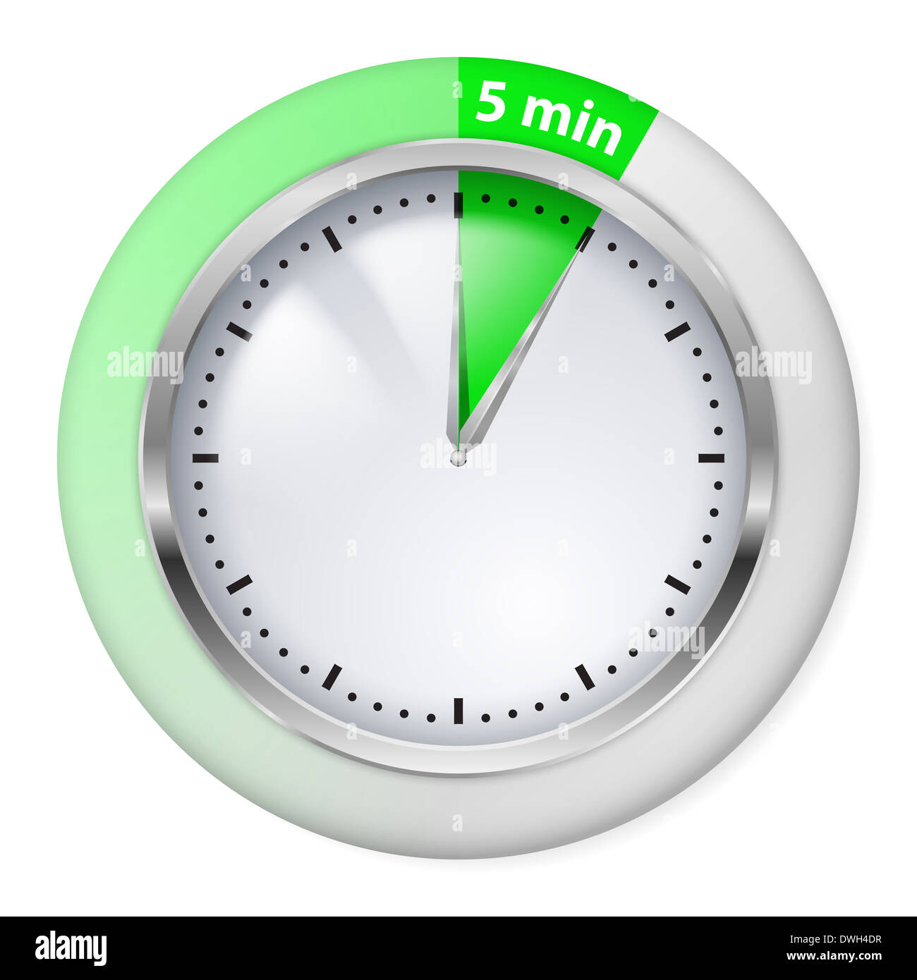 Green Timer icon. Five minutes. Illustration on white Stock Photo - Alamy