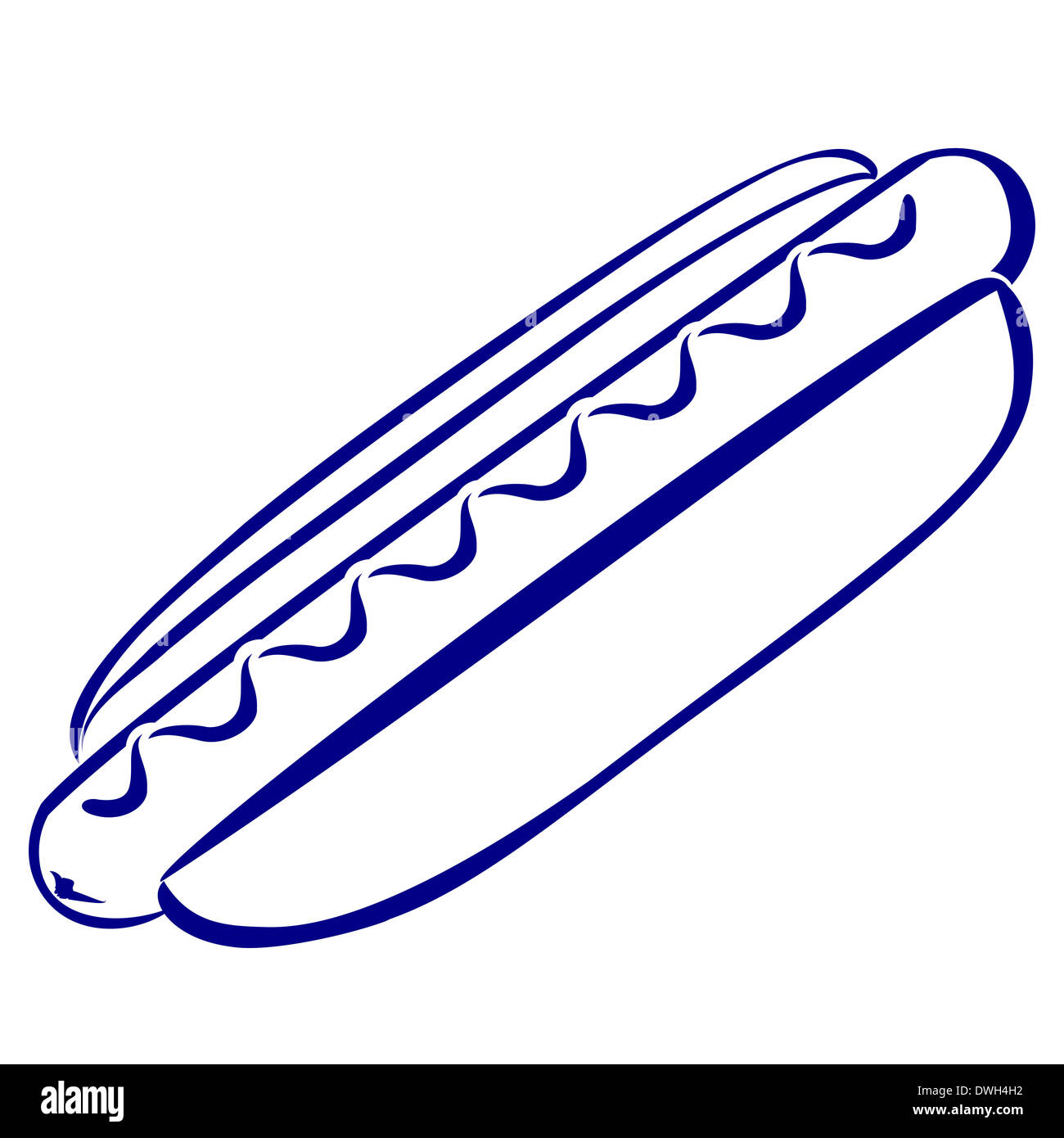 Hot dog. Blue and white icon. Illustration for design Stock Photo - Alamy