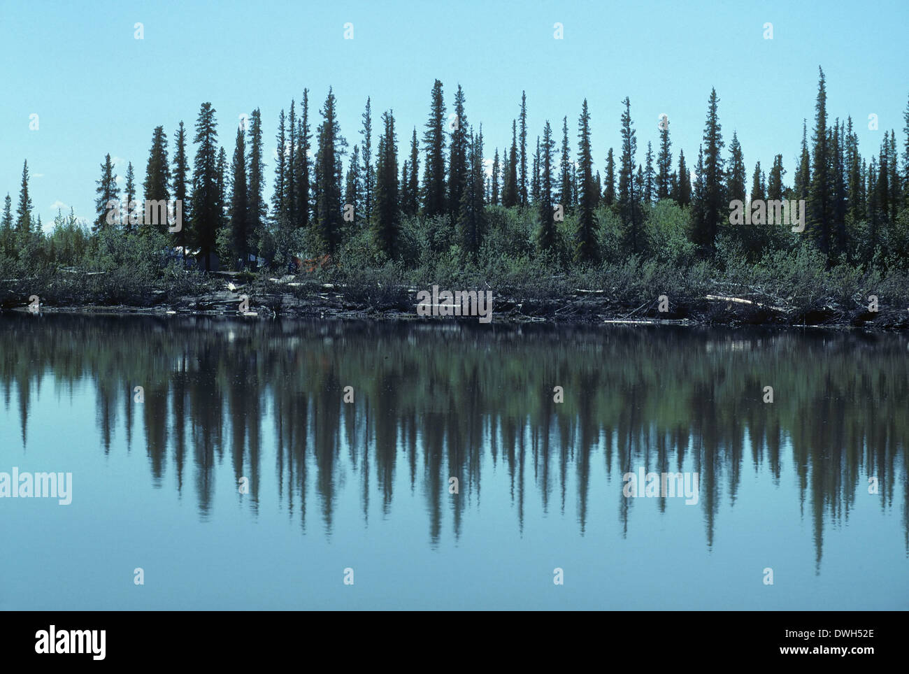 Bush camp reflection, Mackenzie River Delta, Inuvik, Northwest ...