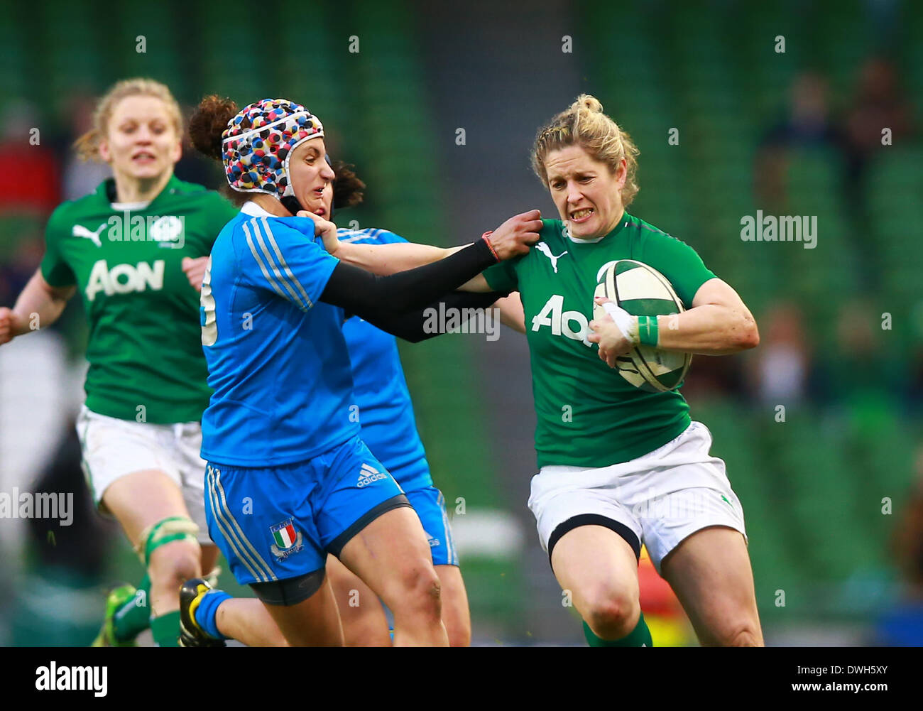 Dublin, Ireland. 08th Mar, 2014. Alison Miller (Ireland) attempts to ...