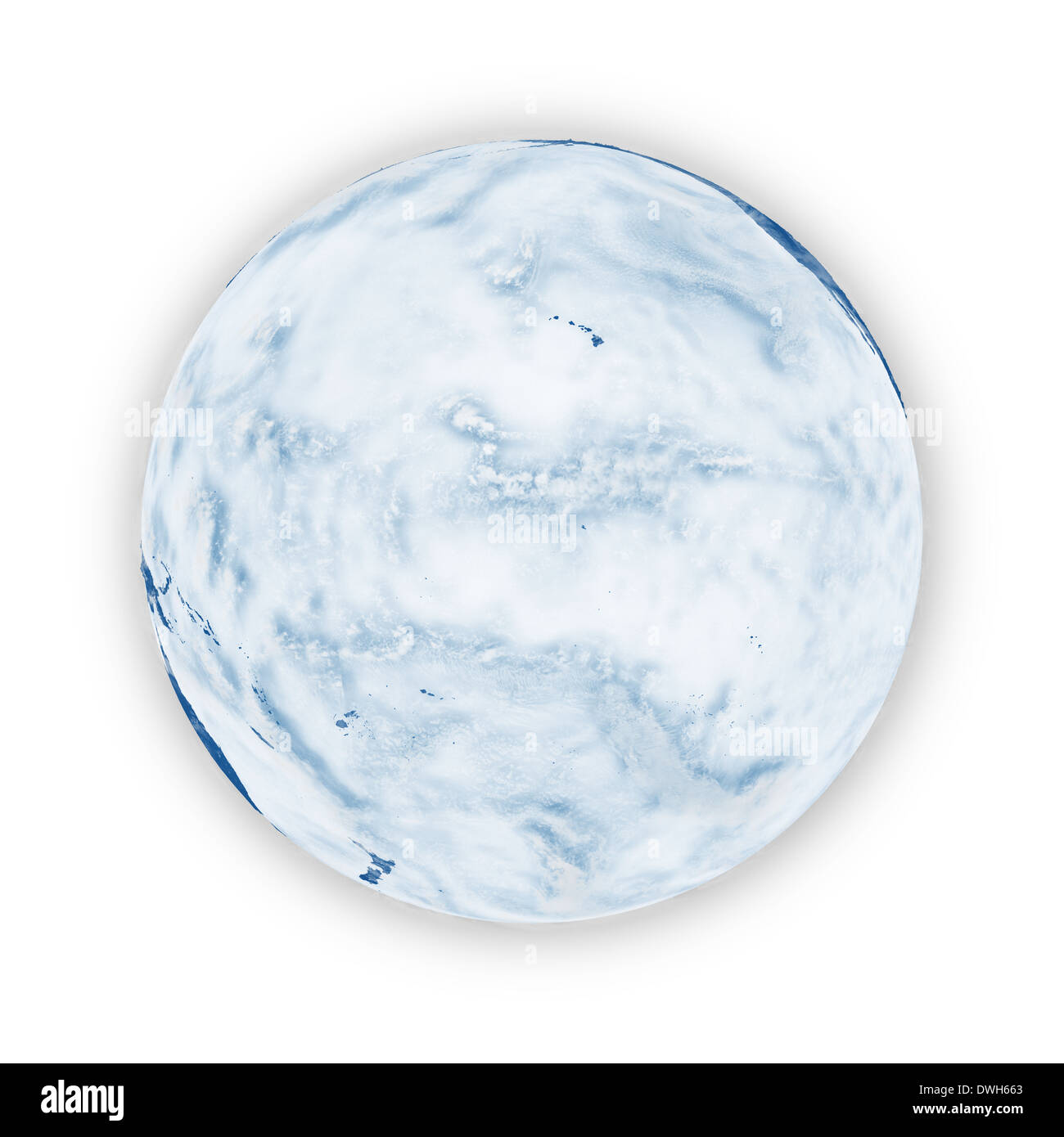 Pacific Ocean on blue planet Earth isolated on white background. Highly ...