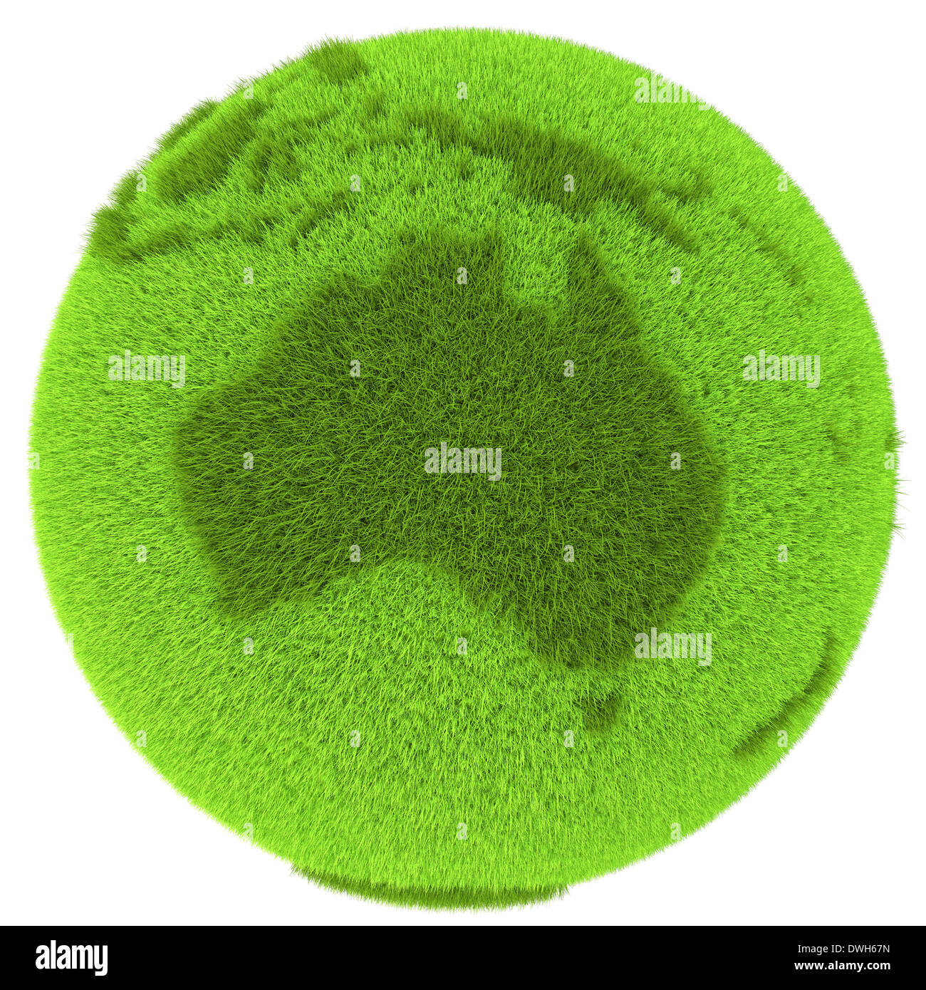 Australia continent on green planet covered with grass isolated on ...