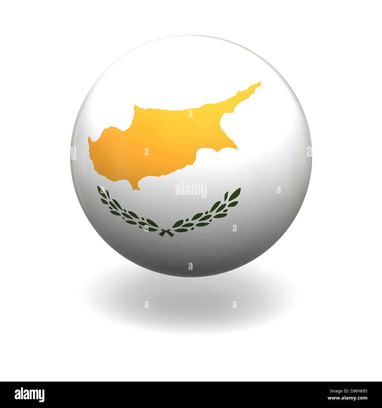 National flag of Cyprus on sphere isolated on white background Stock ...