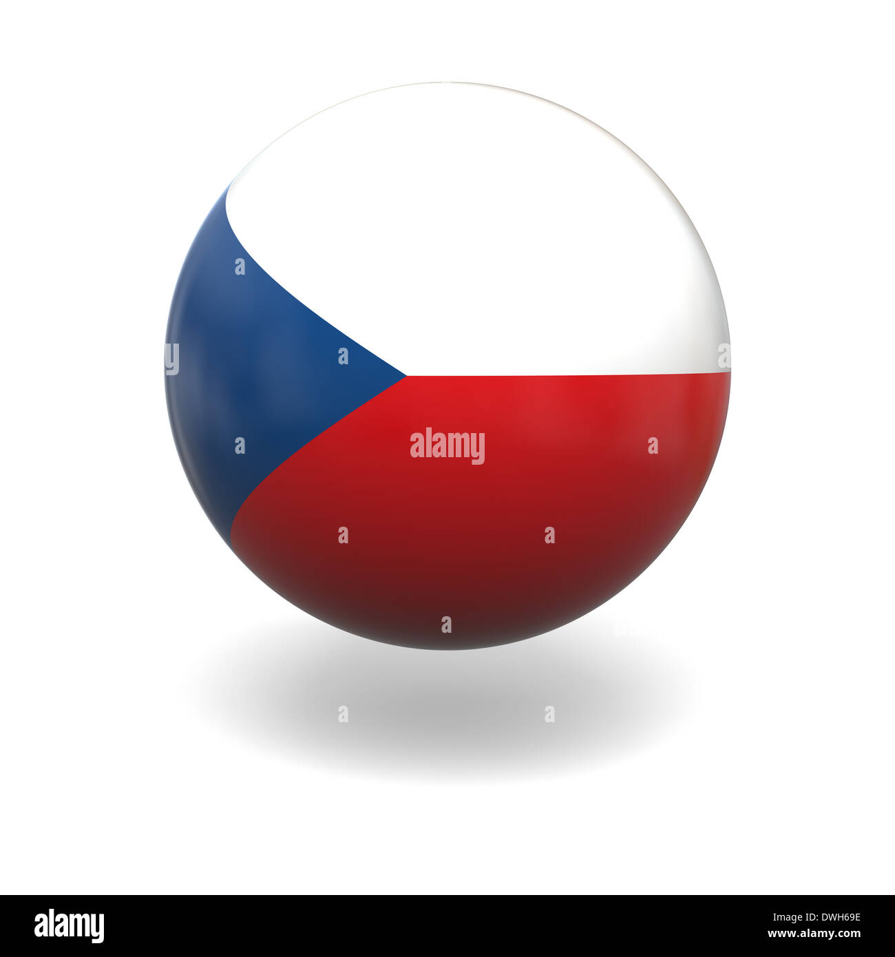 National flag of Czech republic on sphere isolated on white background ...