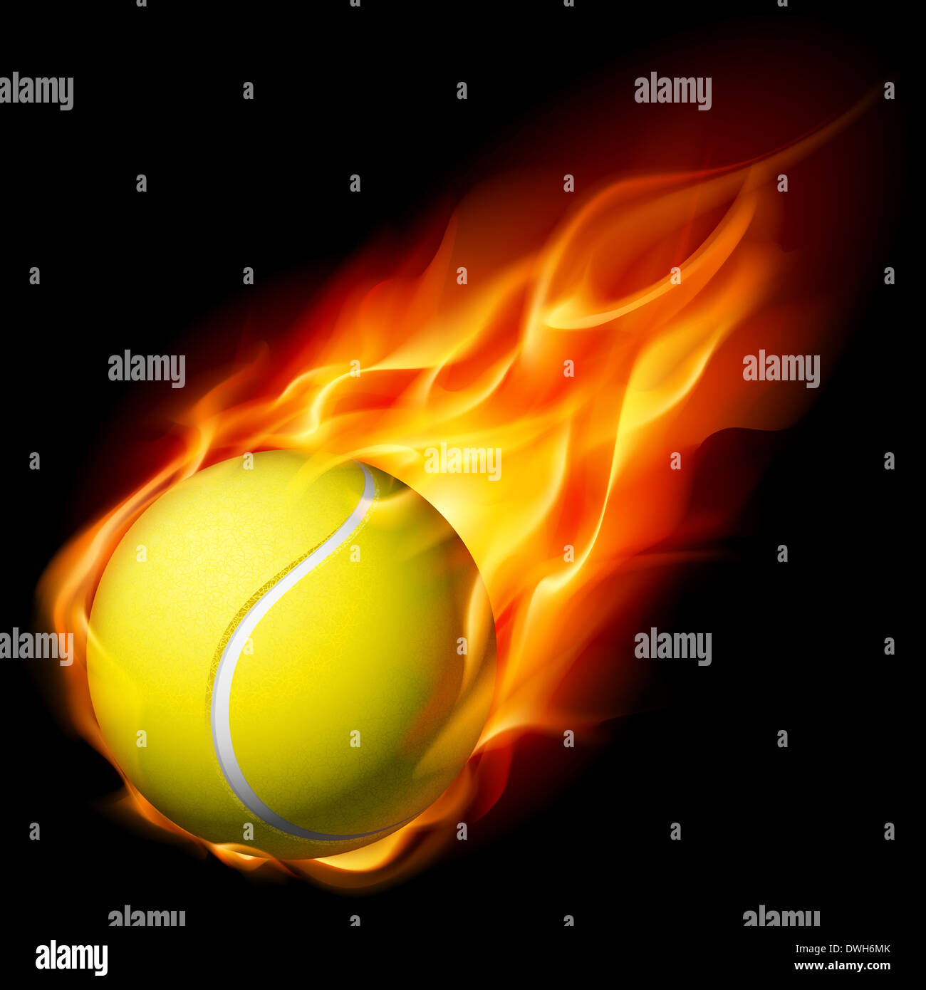 Flaming Tennis Ball. Illustration on white background for design Stock ...