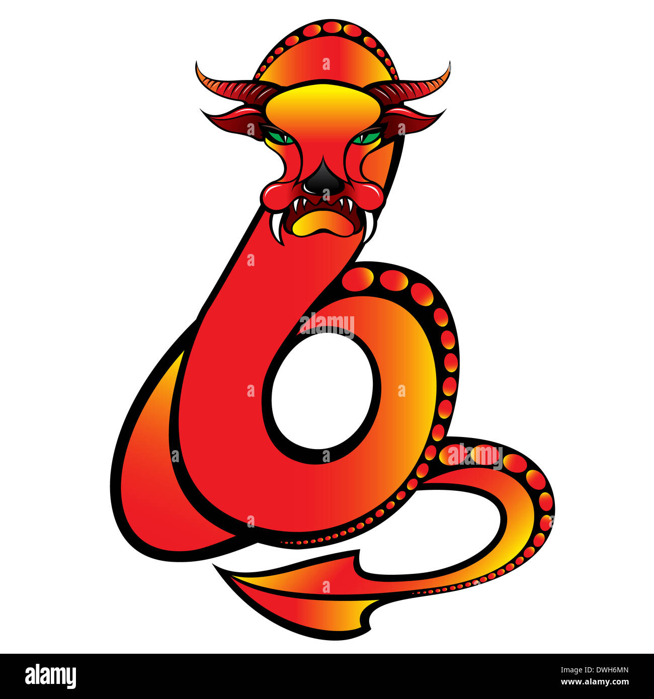 Abstract dragon. Illustration number two on white background Stock ...