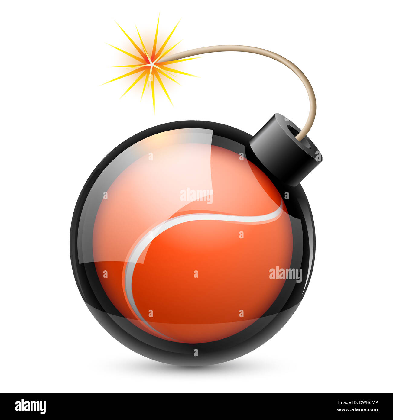 Abstract tennis ball shaped like a bomb. Illustration on white ...