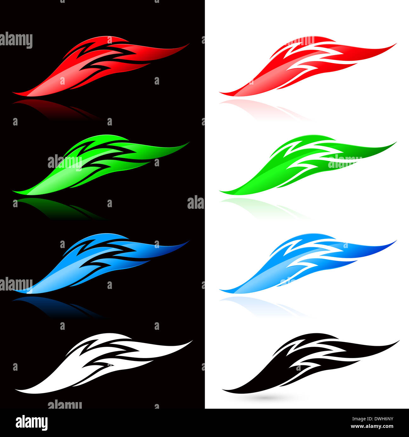 Fire icon set. Illustration on black and white background for design ...