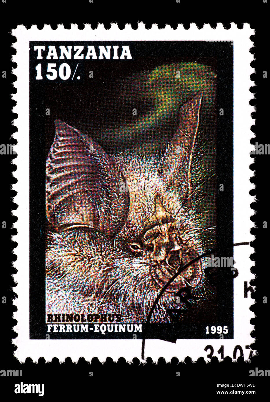 Postage stamp from Tanzania depicting a Greater Horseshoe Bat ...