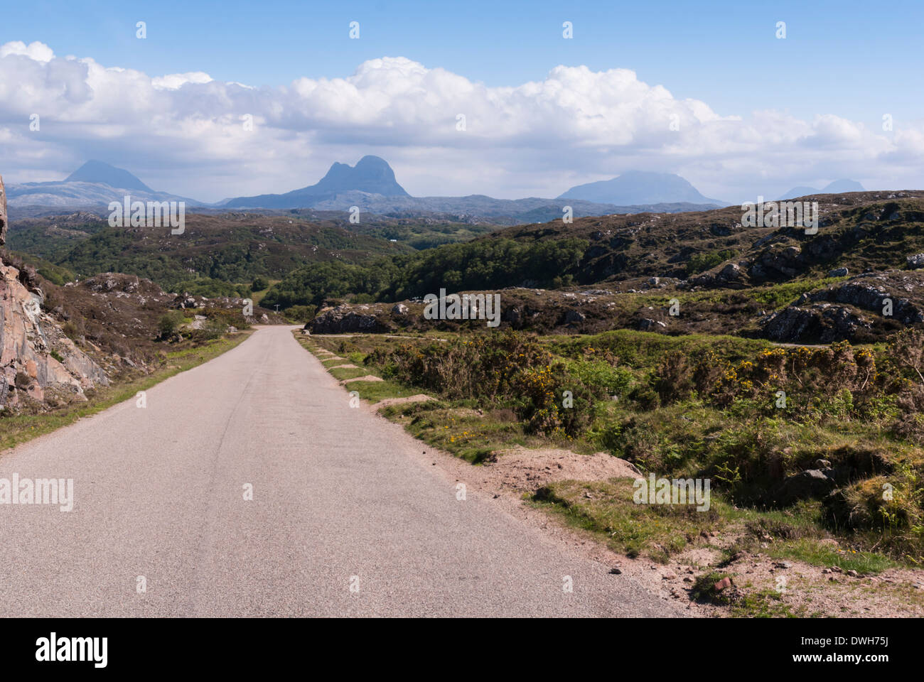 Looking eastwards to Suilven, Canisp and Cul Mor Stock Photo - Alamy