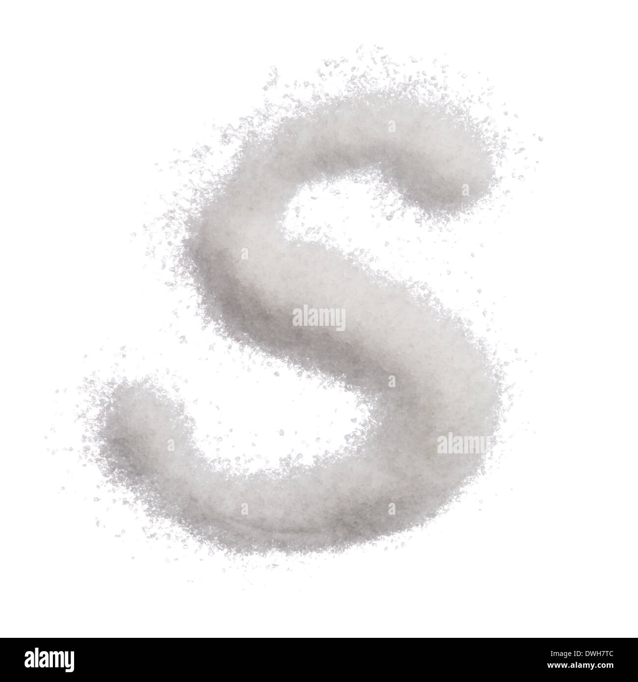 Sea salt letter s isolated on white top view Stock Photo - Alamy