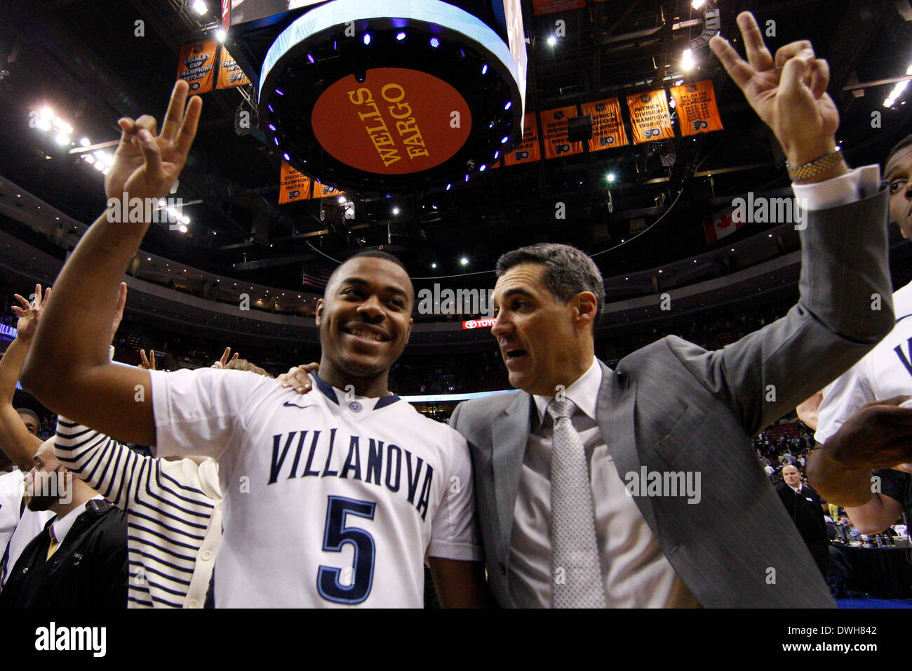 March 8, 2014: Villanova Wildcats guard Tony Chennault (5) celebrates ...