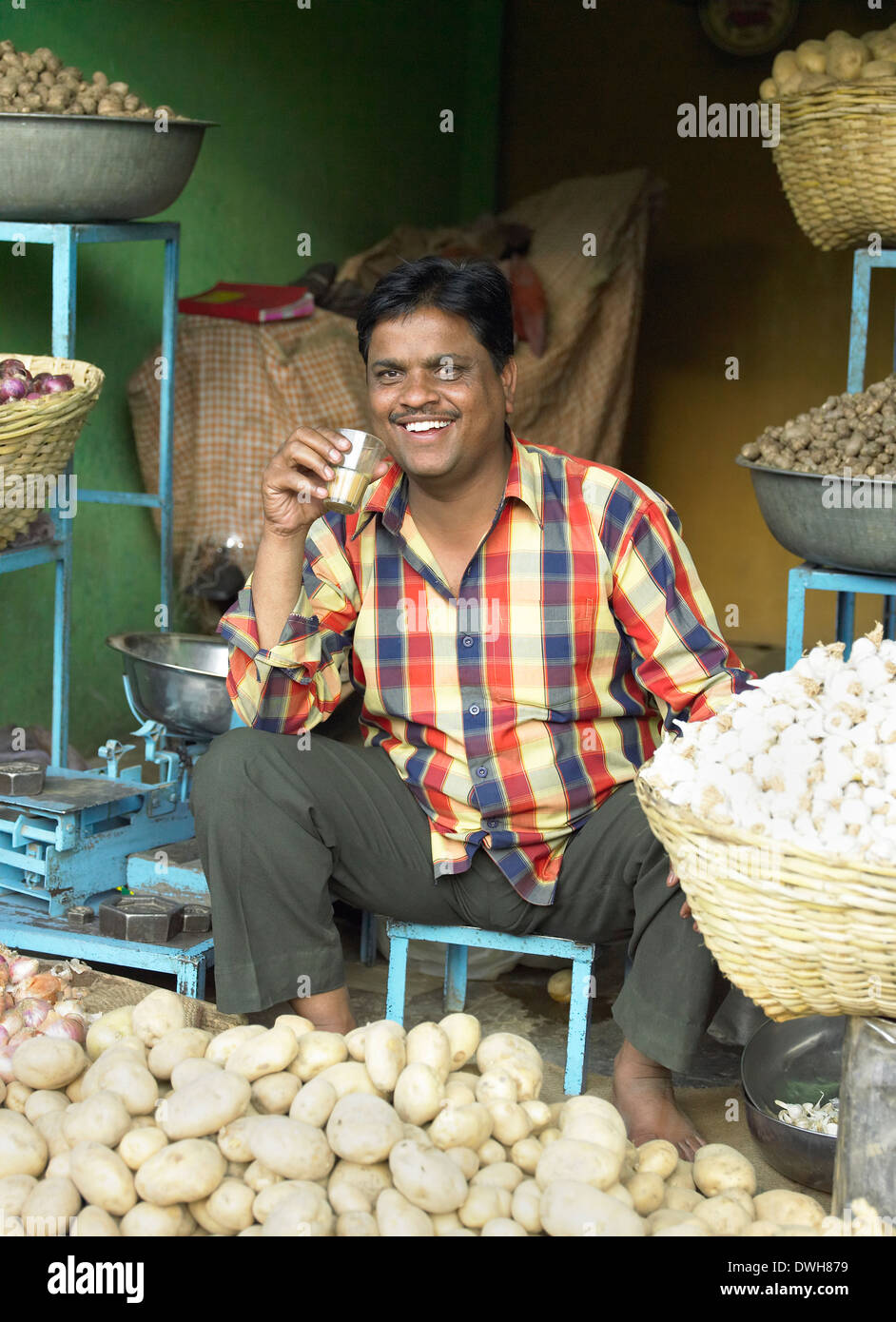 Indian Shopkeeper in Jaipur in Rajasthan in western India Stock Photo ...