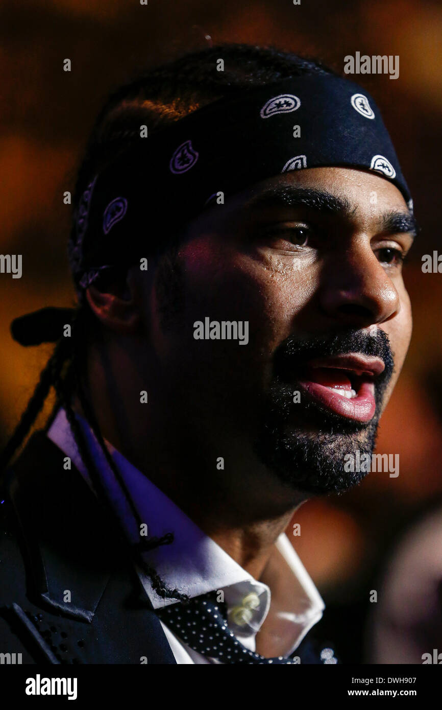 London, UK. 08th Mar, 2014. Boxer David Haye looks on from the crowd of ...