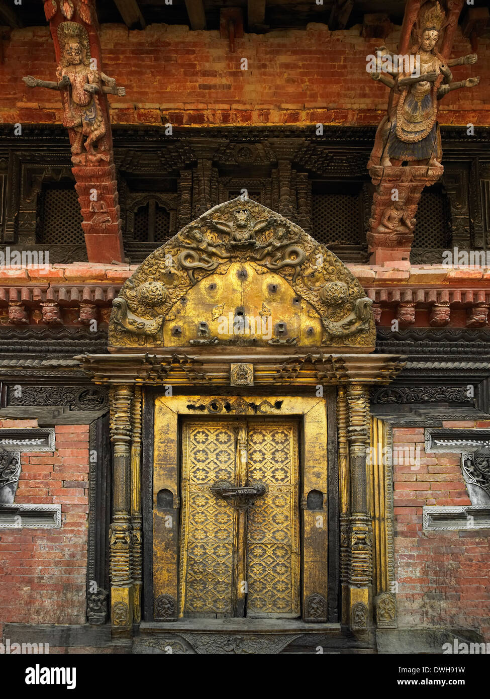 Ancient doorway in the Royal Palace in Durbar Square in the Patan ...