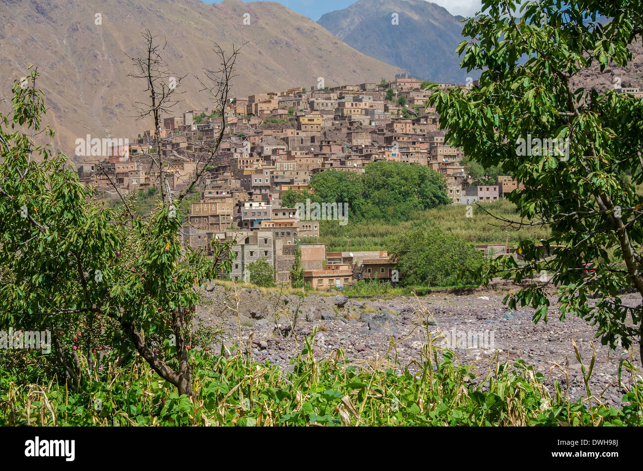 The village of Imlil in the high Atlas Mountains of Morocco near ...