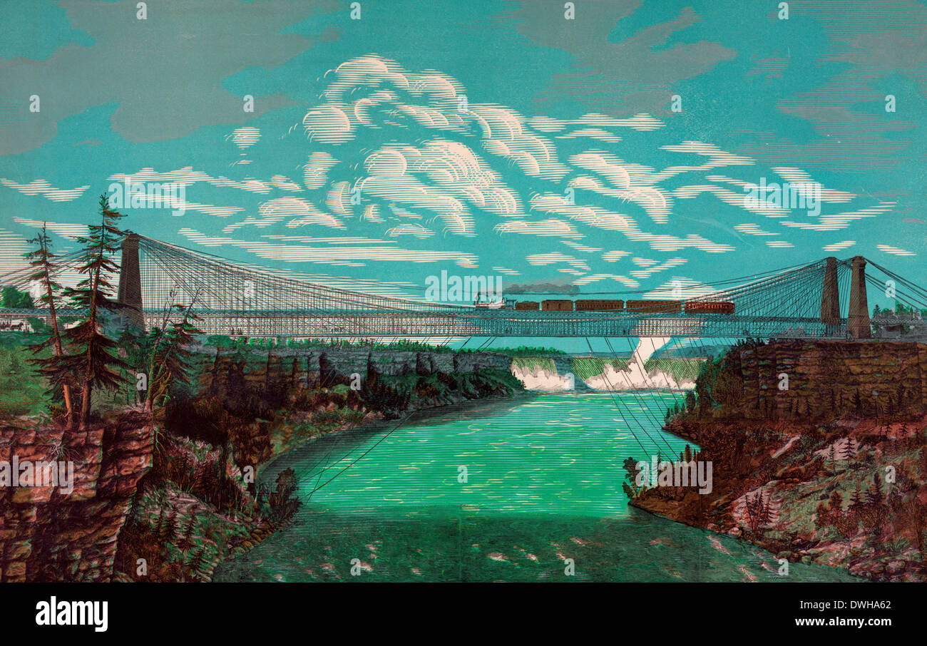 The Great International Railway Suspension Bridge and Niagara Falls ...