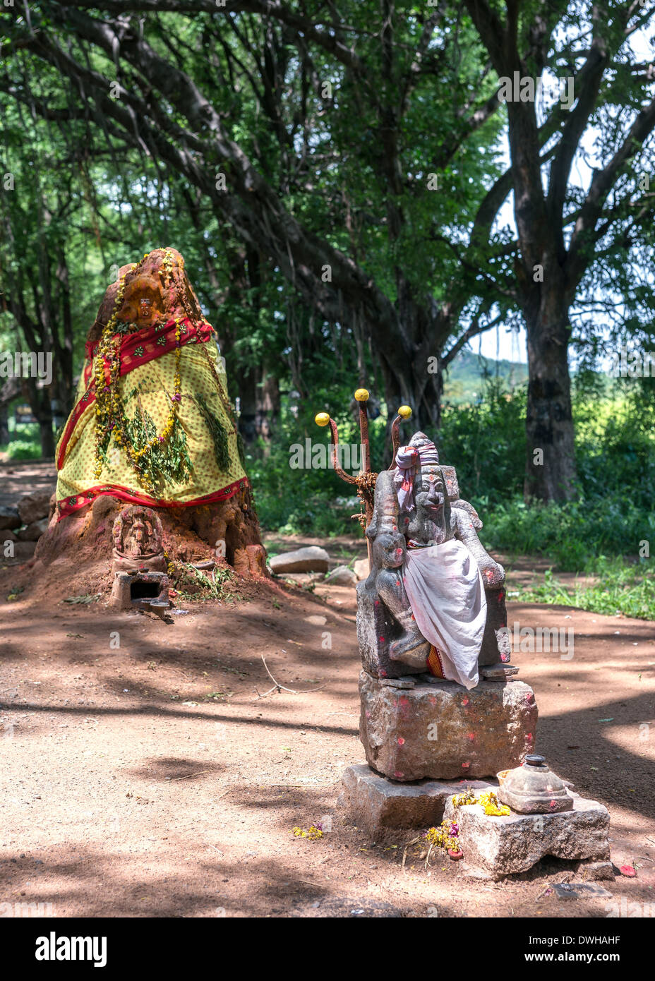 Old ant-hill converted into shrine for Manasa, the snake-goddess Stock ...