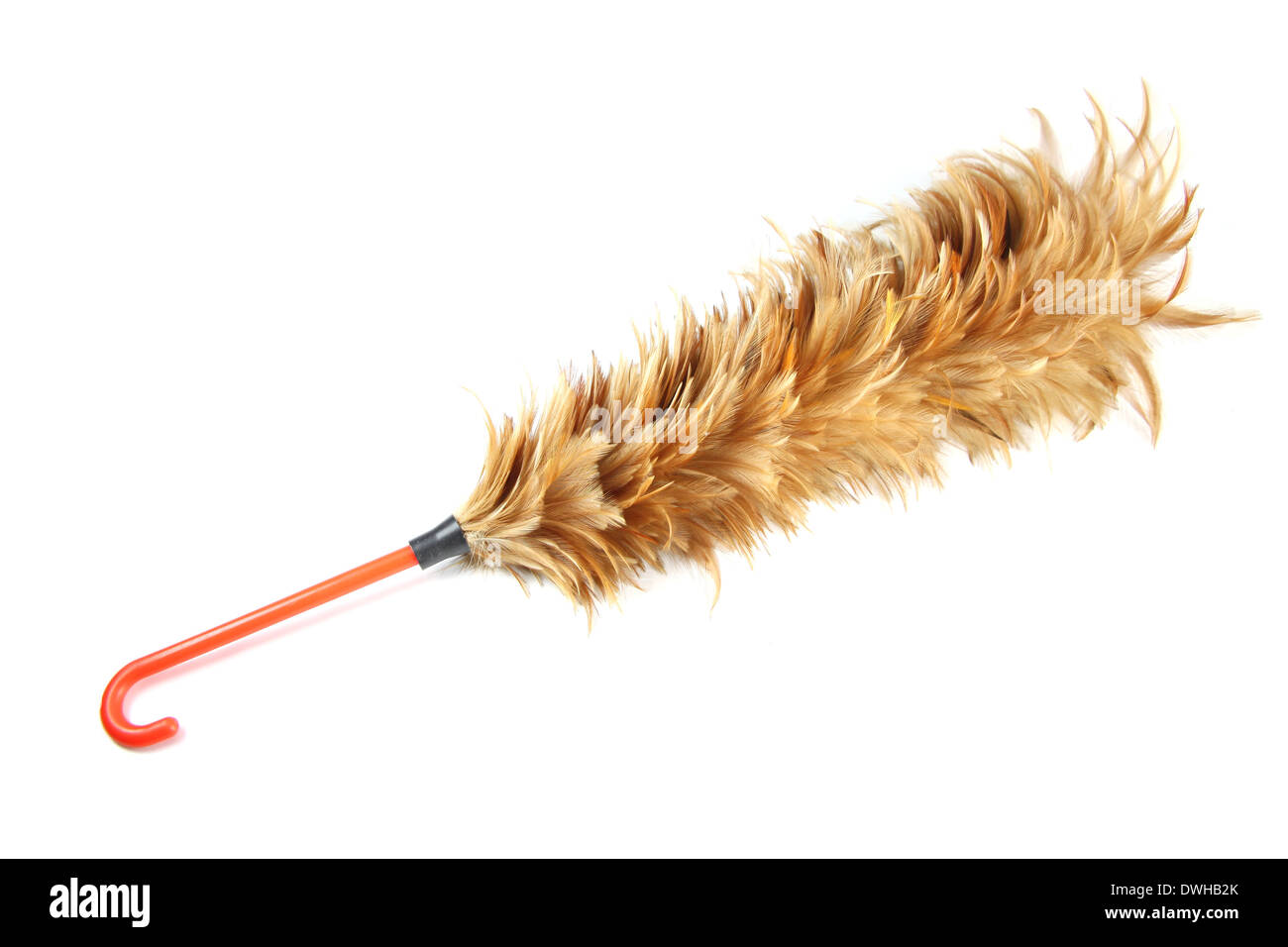 Feather soft duster with plastic handle on white background Stock Photo ...