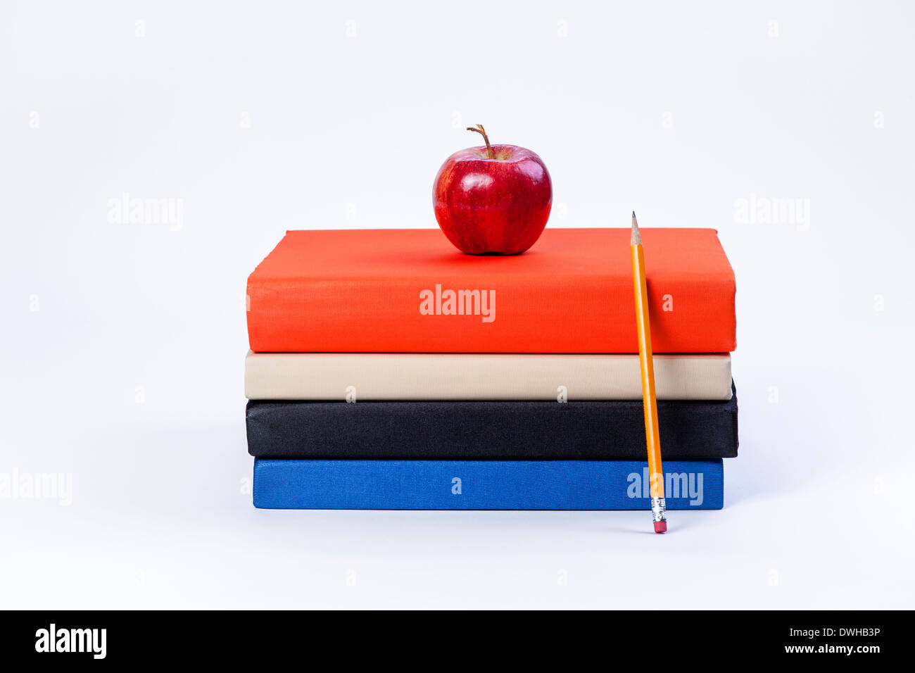 Apple on top stack books hi-res stock photography and images - Alamy