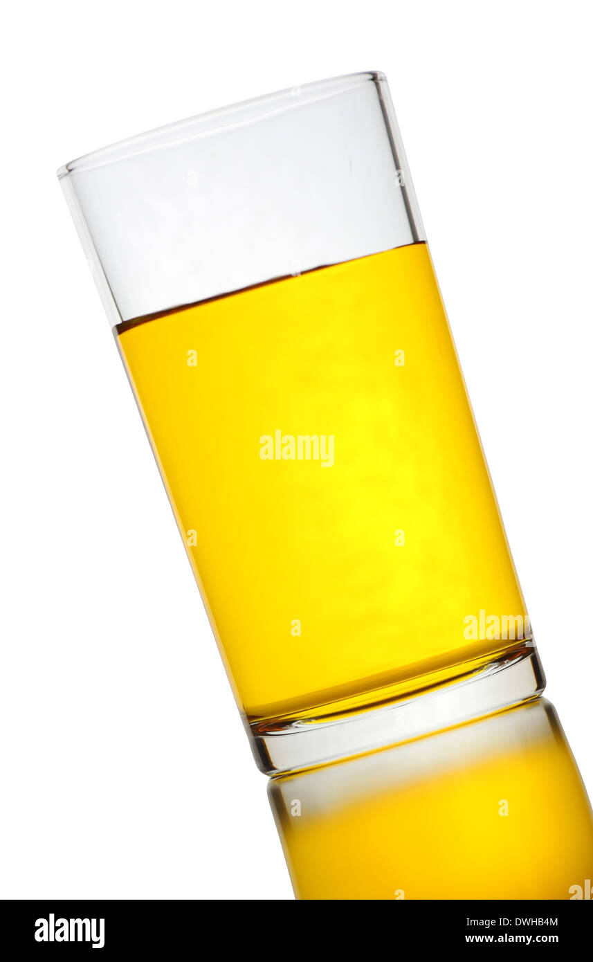 Yellow water in glass of isolated on white background Stock Photo - Alamy