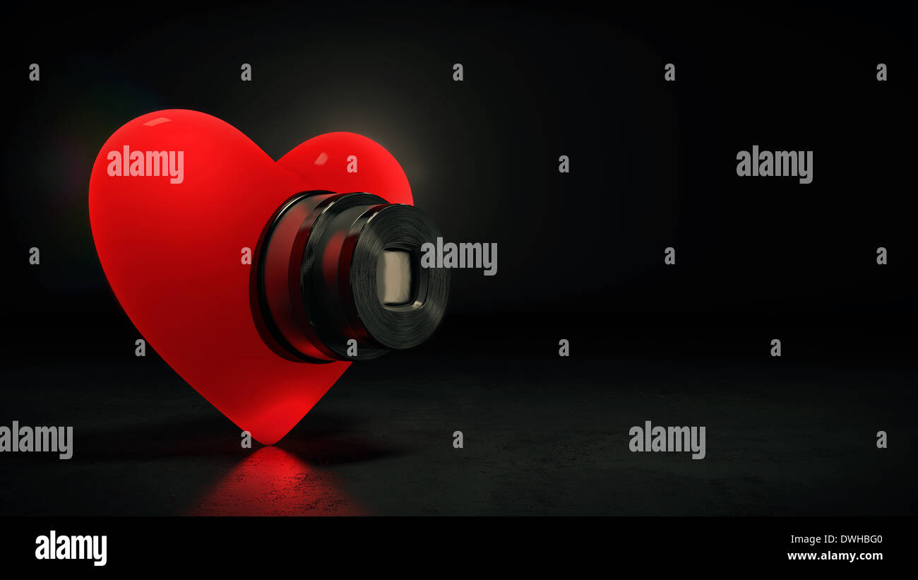 Heart with photographic lens Stock Photo - Alamy