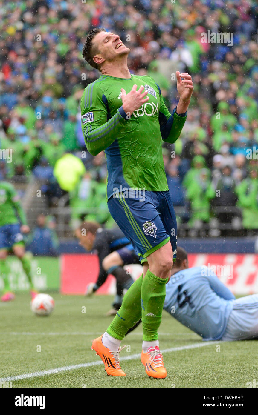 Seattle, USA. 8th March, 2014. Seattle Sounders FC forward Kenny Cooper ...