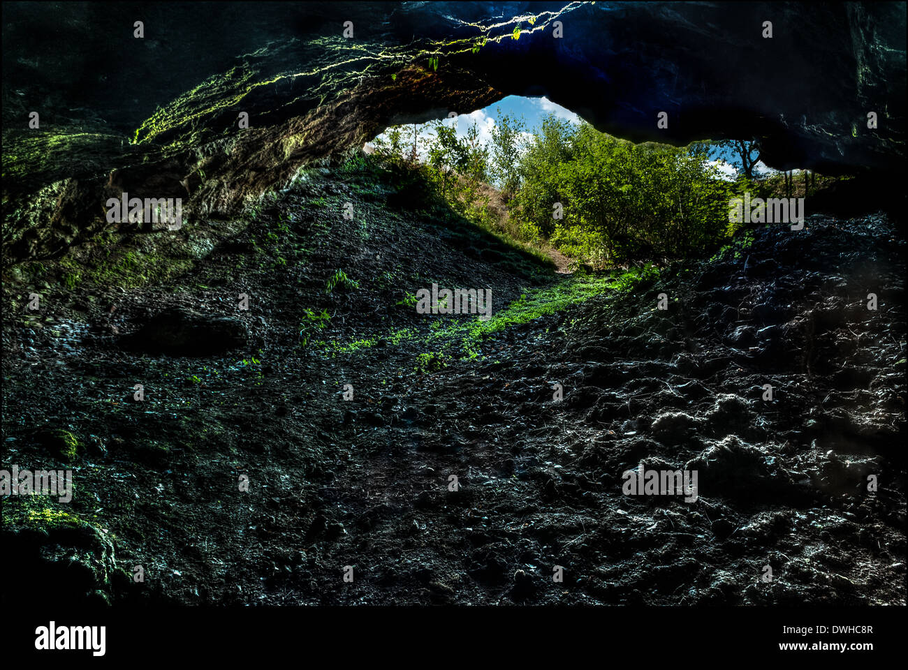 view from inside of a cave Stock Photo - Alamy