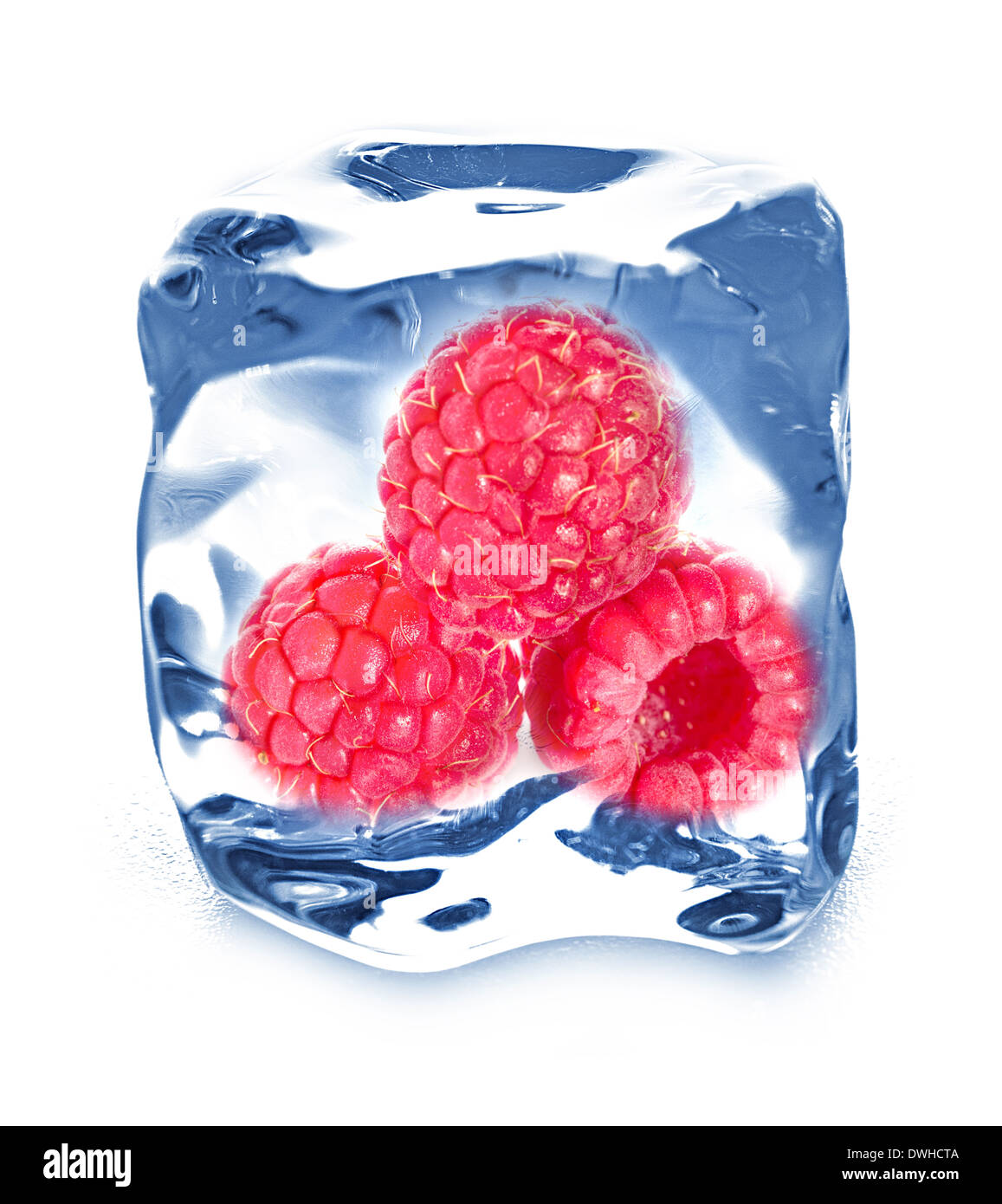 raspberry in ice cube isolated Stock Photo - Alamy